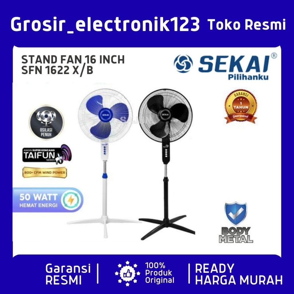 Jual SEKAI Kipas Angin Berdiri Taifun Series - Stand Fan Ukuran 16 Inch ...