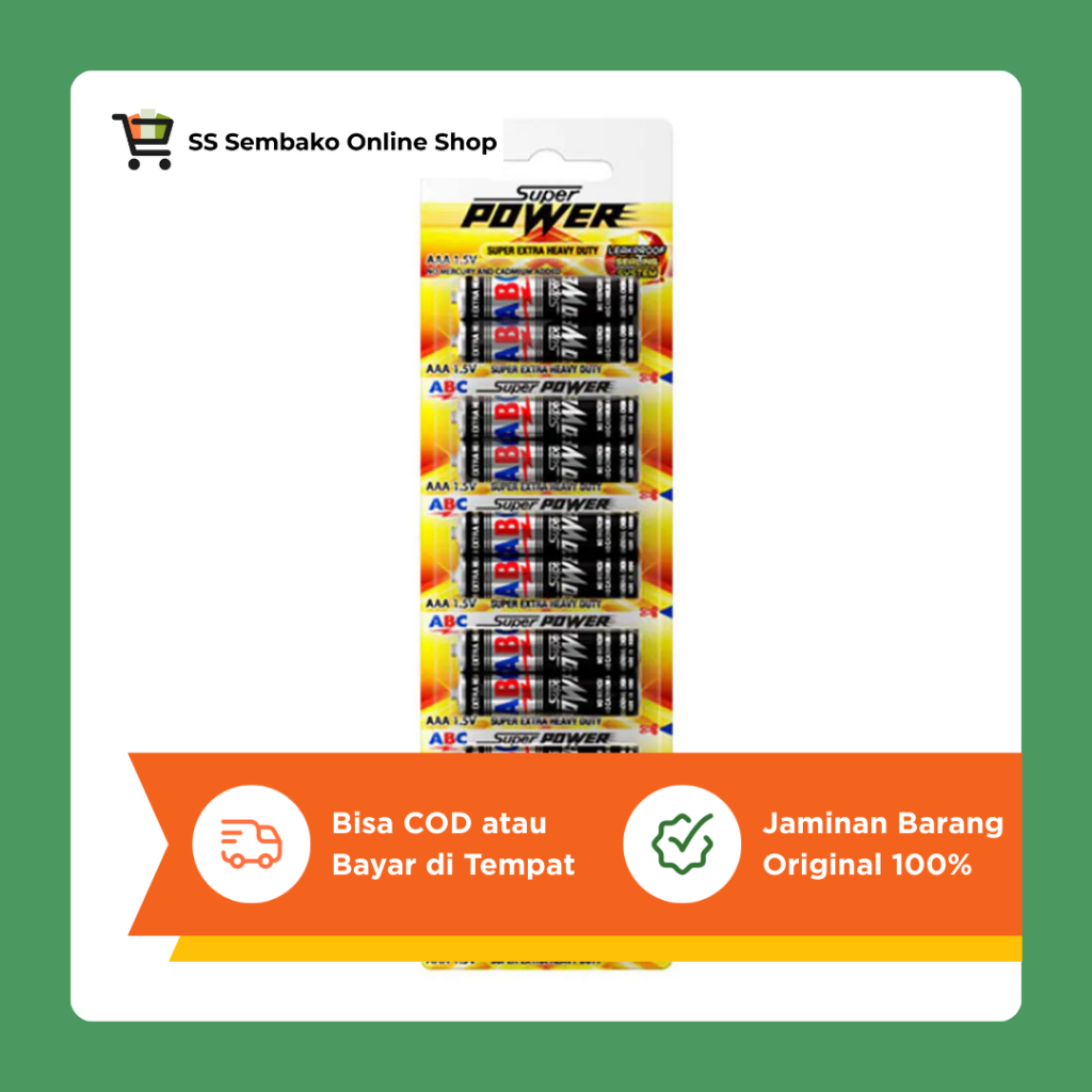Jual Baterai ABC Super Power AAA – 1 Lembar Isi 12 Pcs | Baterai A3 ...