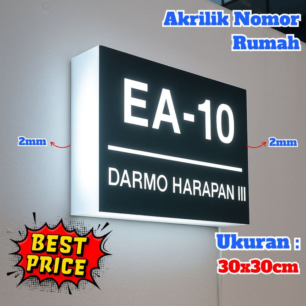 Jual Nomo Rumah Akrilik LED NEON BOX Papan Nama Akrilik | Shopee Indonesia
