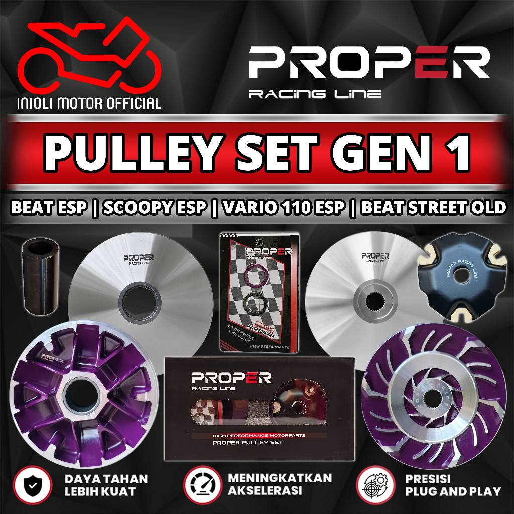 Jual PULLEY SET PULLY RUMAH ROLLER PROPER RACING LINE BEAT FI ESP ...