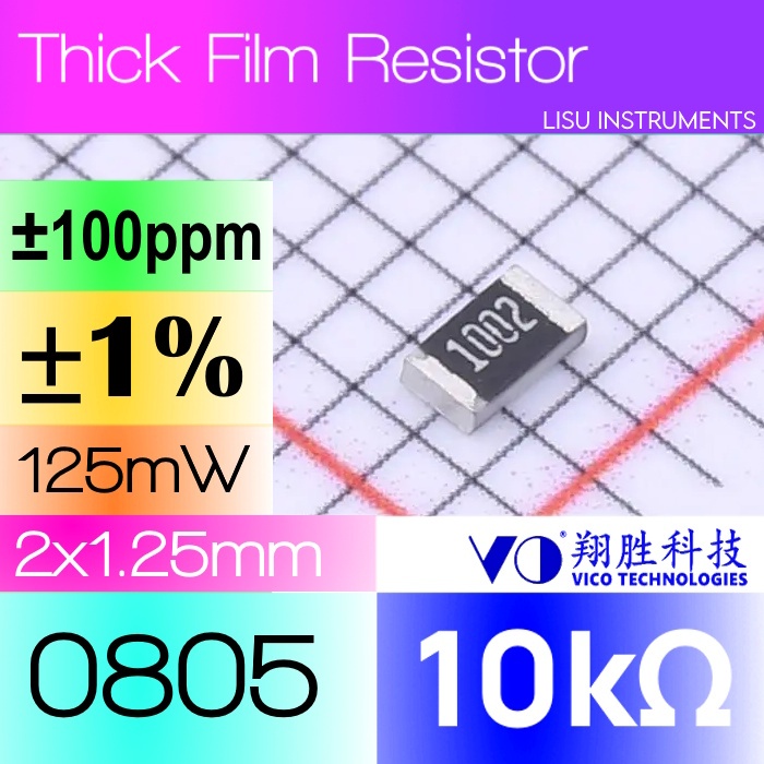 Jual 10k 0805 ±1% 125mW SMD Thick Film Resistor 10kΩ 1002 SCR0805F10K ...