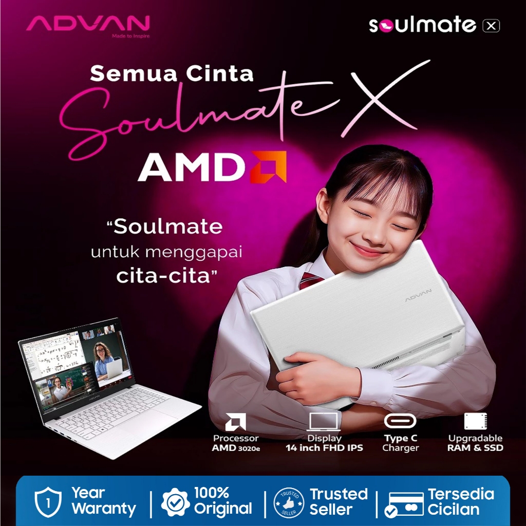 Jual Advan Soulmate X 14" 8GB/128GB White Windows 11/ AMD 3020e / 4GB/128GB Upgradable | 100% ...