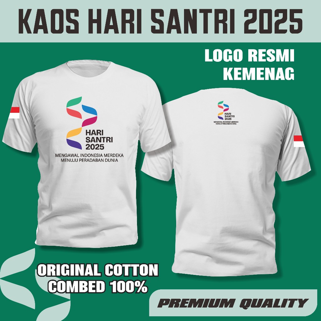 Jual KAOS HARI SANTRI NASIONAL 2025 LOGO RESMI KEMENAG lengan pendek || HSN 2025 | Shopee Indonesia