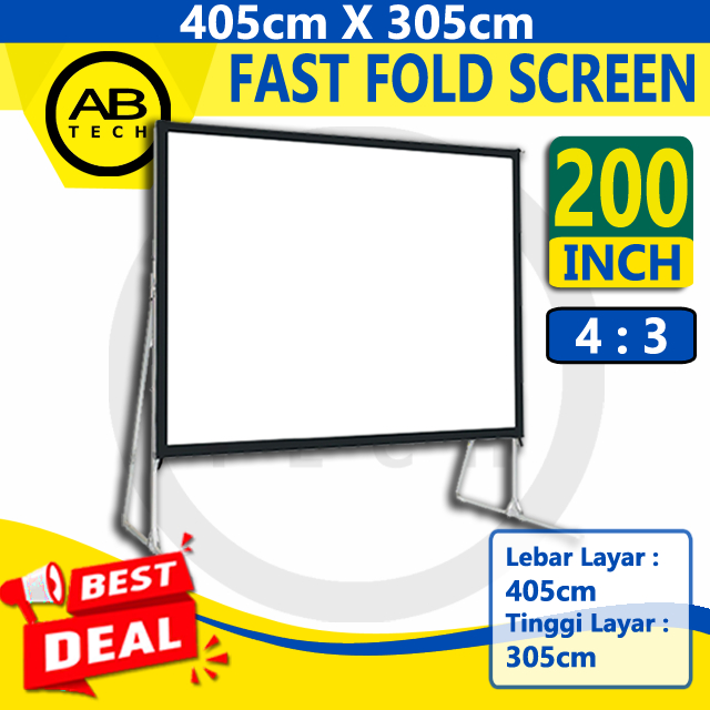 Jual Layar Proyektor Fastfold 200" Inch Ratio 4:3 (400cm x 300cm ...