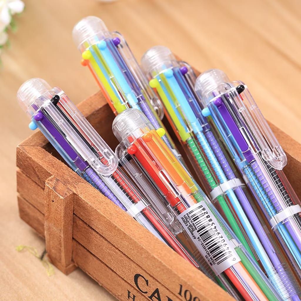 Jual Pulpen 6 Color in 1 Ballpoint Pen Office Pena 6 Warna Sekaligus ...
