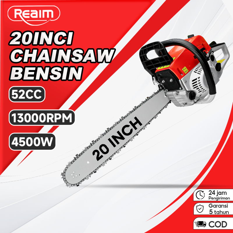Jual Reaim Mesin Potong Kayu 20" Chainsaw 2Tak Untuk Gergaji Mesin ...
