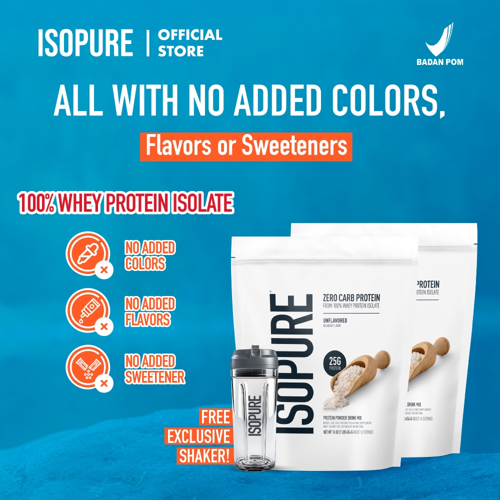 Jual [Twin Pack] Isopure Whey Protein Isolate Unflavored 1 Lb Free ...
