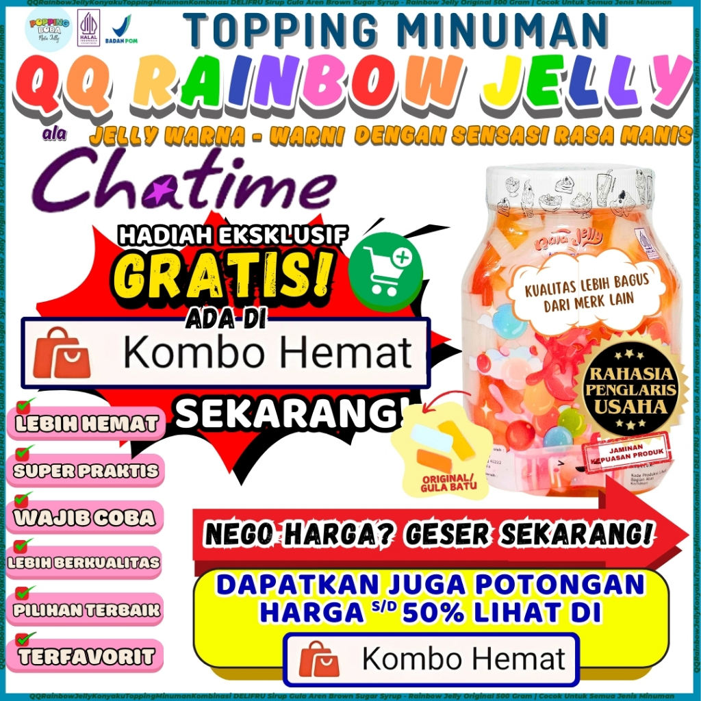 Jual QQRainbowJellyKonyakuToppingMinumanKombinasi DELIFRU Sirup Gula ...