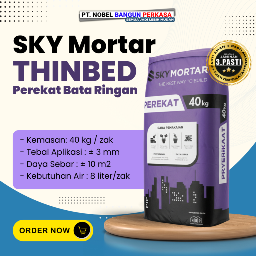 Jual Sky Mortar Lem Hebel / Perekat Bata Ringan Thinbed 40kg | Shopee ...