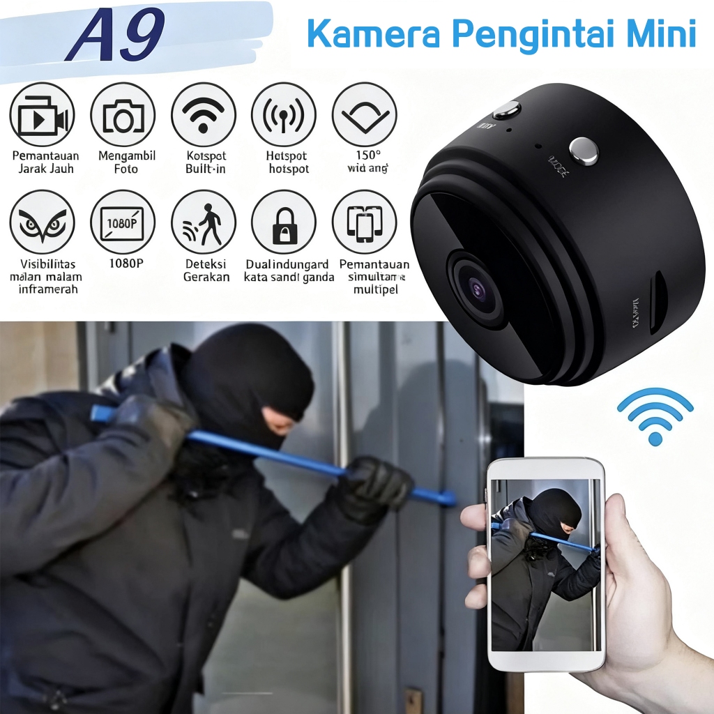 Jual Wireless A9 Mini Camera/Mini Kamera A9 Nirkabel 1080P WIFI ...