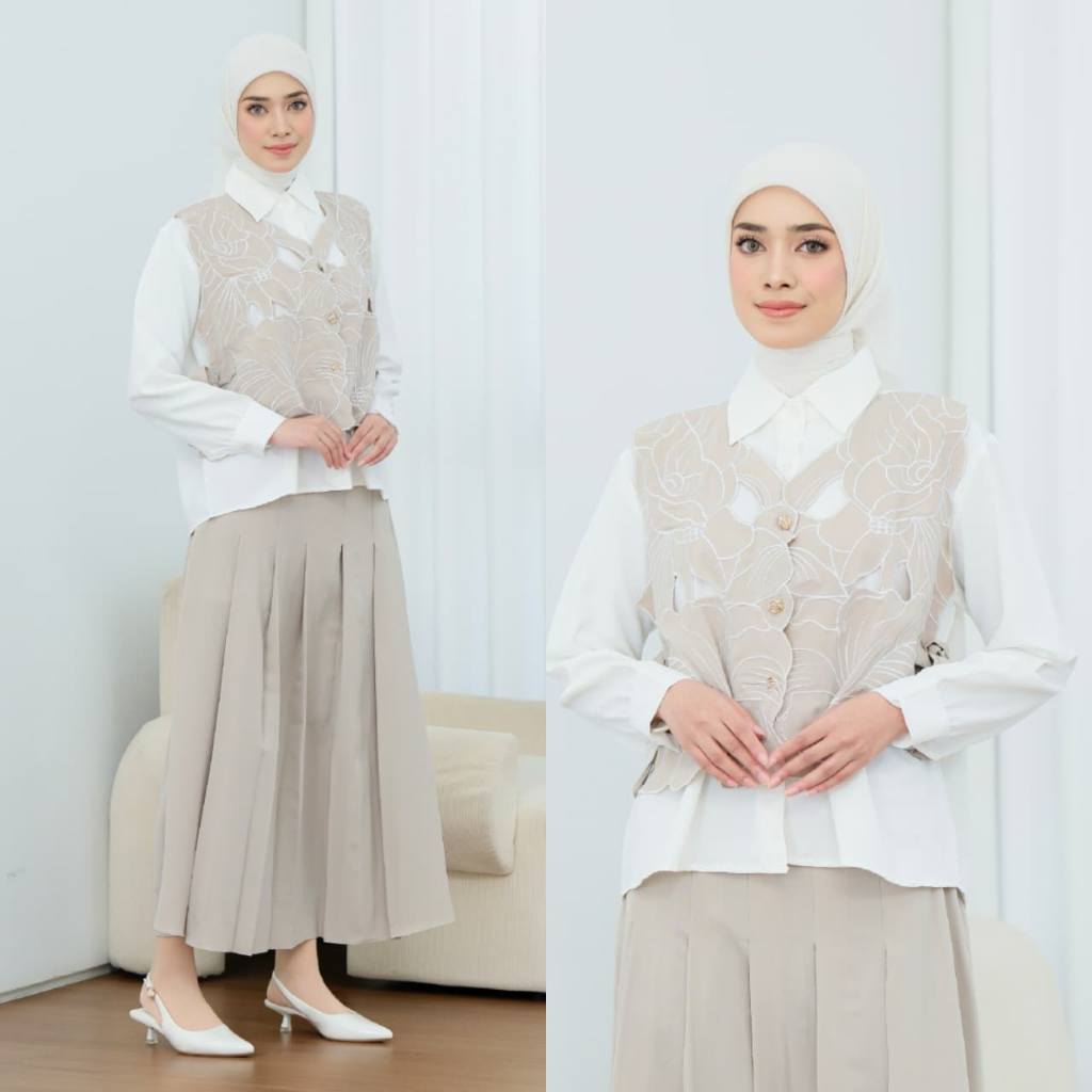 Jual Setelan Rok IORI X Linen Tunica One Set Vest Setelan Rok Wanita ...