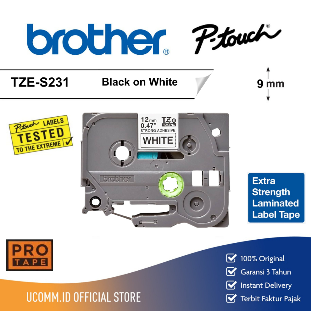 Jual Brother Label Tape TZE-S231 Laminated Tapes Strong Adhessive ...