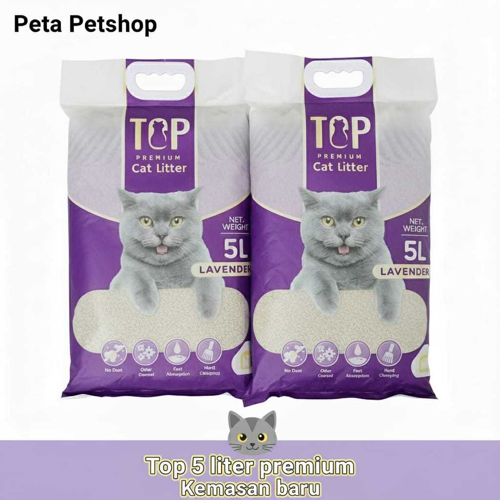 Jual Pasir Kucing TOP 5 Liter 5L Gumpal Wangi Bentonite Cat Litter ...