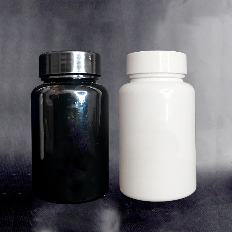 Jual Botol Kapsul 135 ml / Botol Vitamin / Botol Obat Putih Hitam 135ml ...