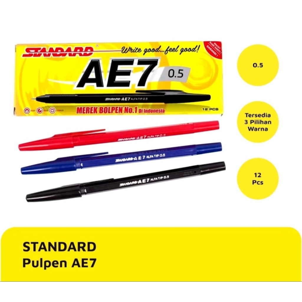Jual PULPEN STANDARD AE7 ALFA TIP 0.5mm (1 BOX ISI 12 PCS) | Shopee ...