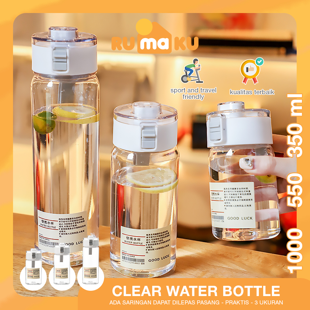Jual RMK Botol Minum Bening Handle Estetik Water Botlle Muji Lock Anti ...