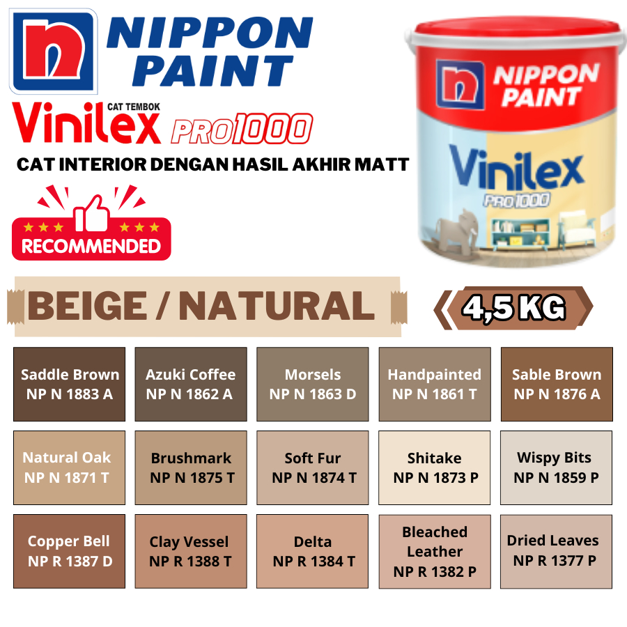 Jual NIPPON VINILEX PRO 1000 4,5KG WARNA BEIGE DAN NATURAL CAT TEMBOK ...