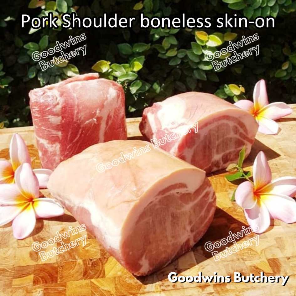 Jual Pork shoulder boneless with skin on Local Premium PORTIONED CUTS 1 ...