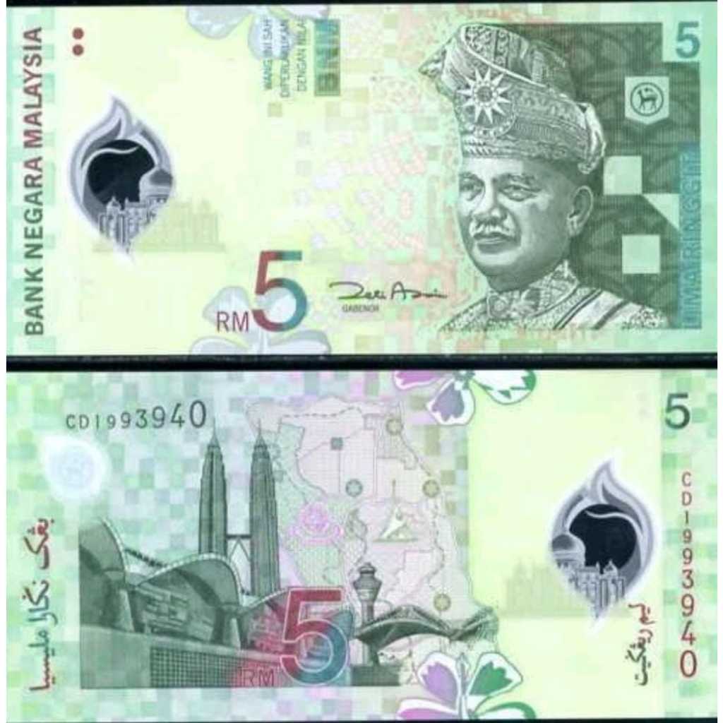 Jual Malaysia 5 Ringgit UNC-Original 100% __polymer__ | Shopee Indonesia