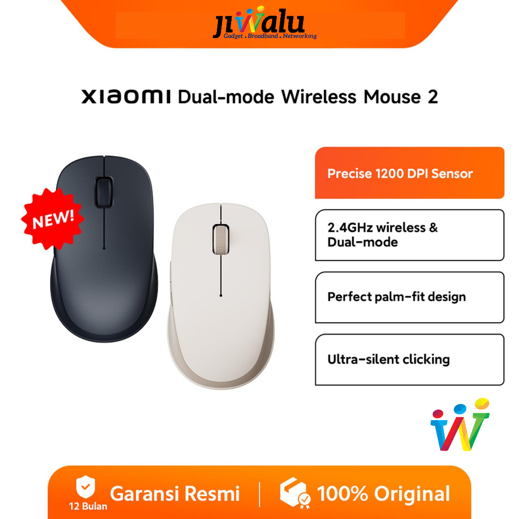 Jual Xiaomi Dual Mode Wireless Mouse 2 | 1200 DPI Sensor | 2.4GHz ...