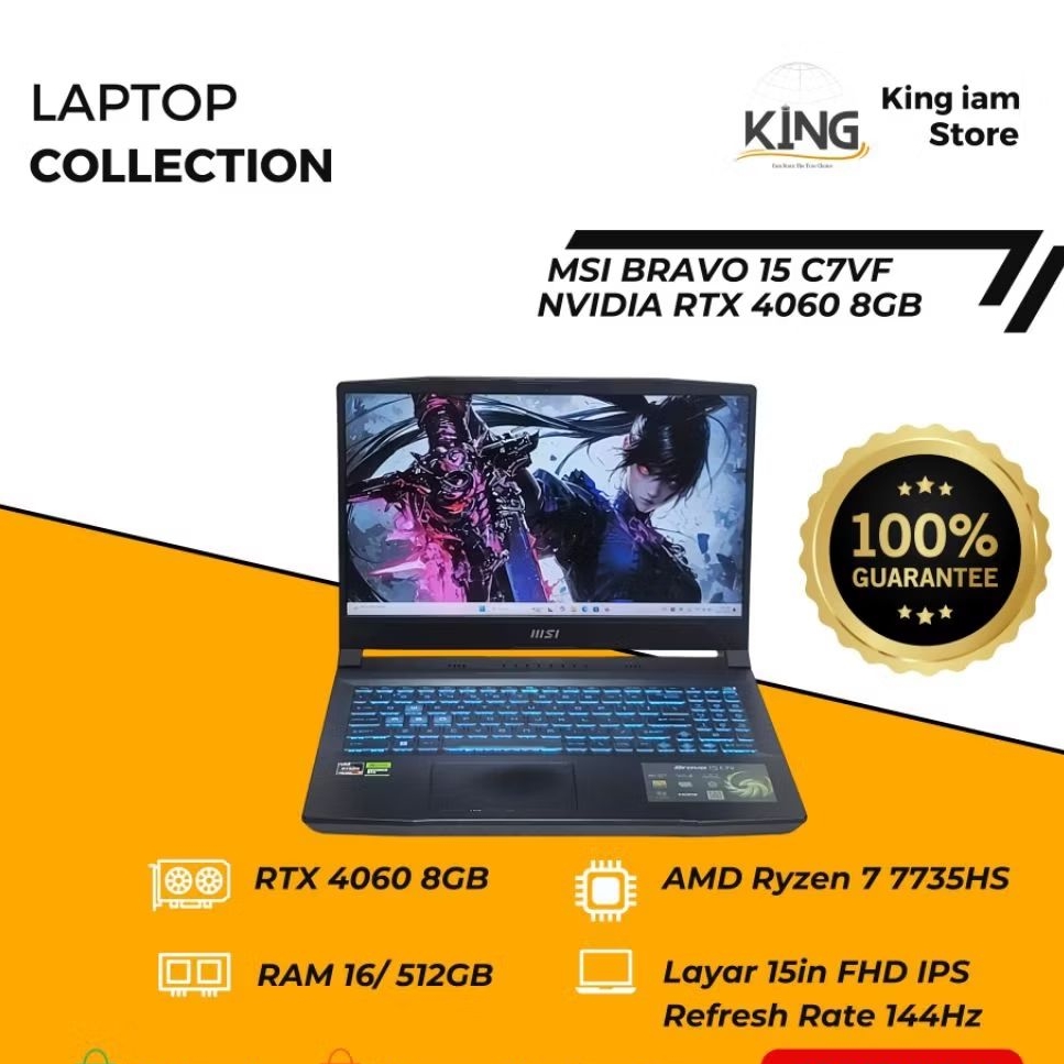 Jual Laptop Gaming MSI Bravo 15 Ryzen 7 7735HS RTX 4060 RAM 16GB SSD ...