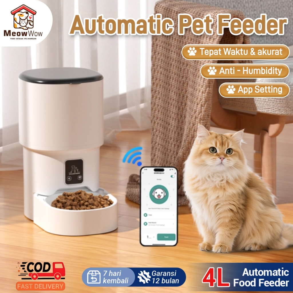 Jual ME Automatic Pet Feeder Smart APP WIFI 4L APP Connect Kontrol ...