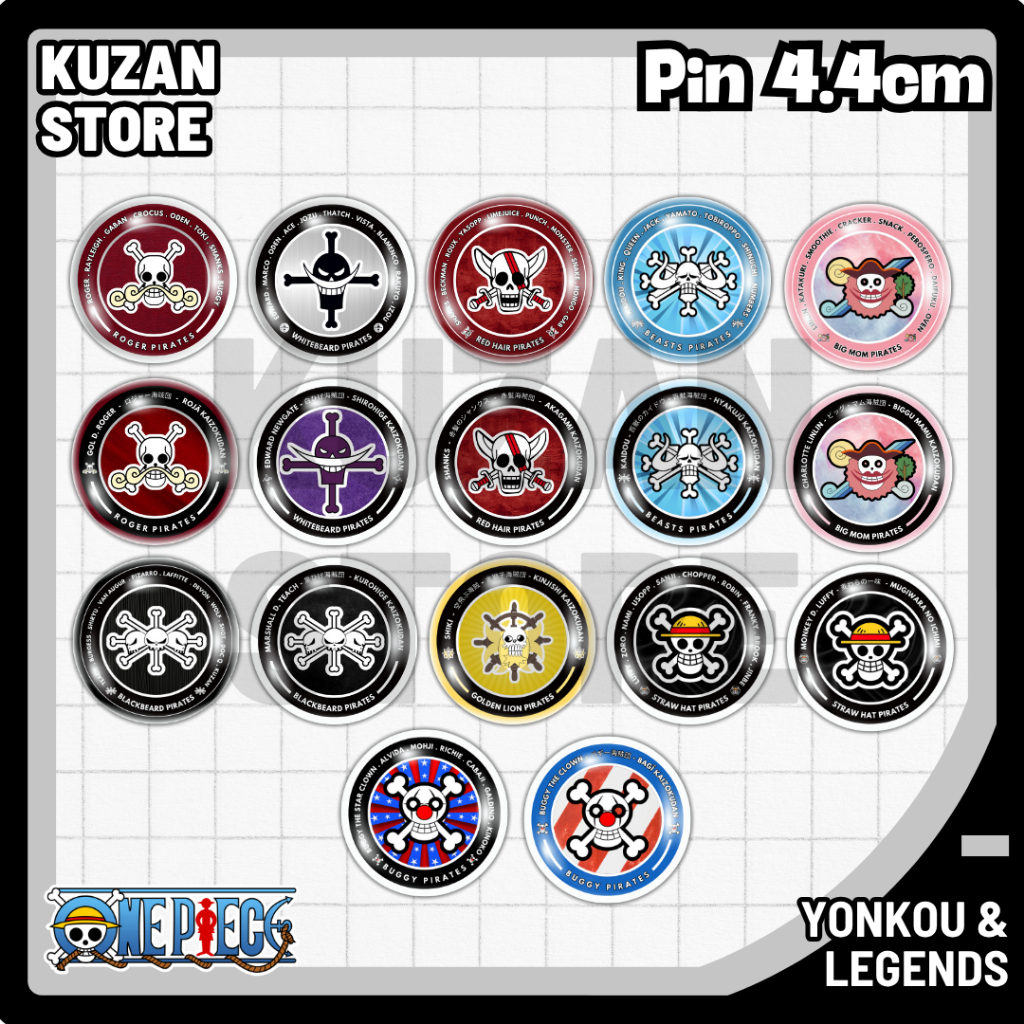 Jual Pin Jolly Roger One Piece: YONKOU & LEGEND PIRATES / Pin Bendera ...