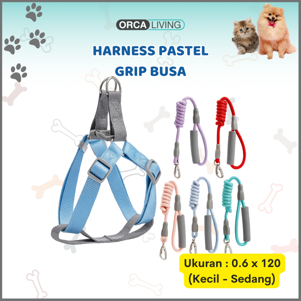 Jual Harness Anjing Kucing Anabul Warna Pastel Grip Busa – Tali ...