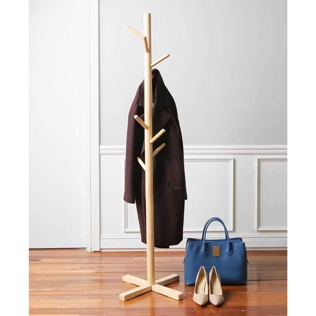 Jual Rak Mantel Kayu Serbaguna 8 kait/Hanger RAK Topi Baju Pakaian ...