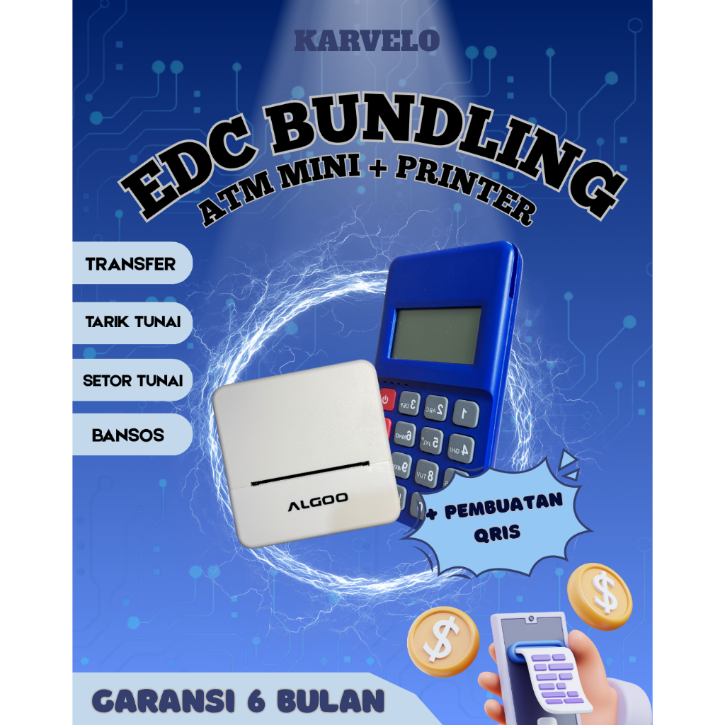 Jual EDC Mini ATM Pro Karvelo fungsi Tarik Tunai Transfer Uang dengan ...