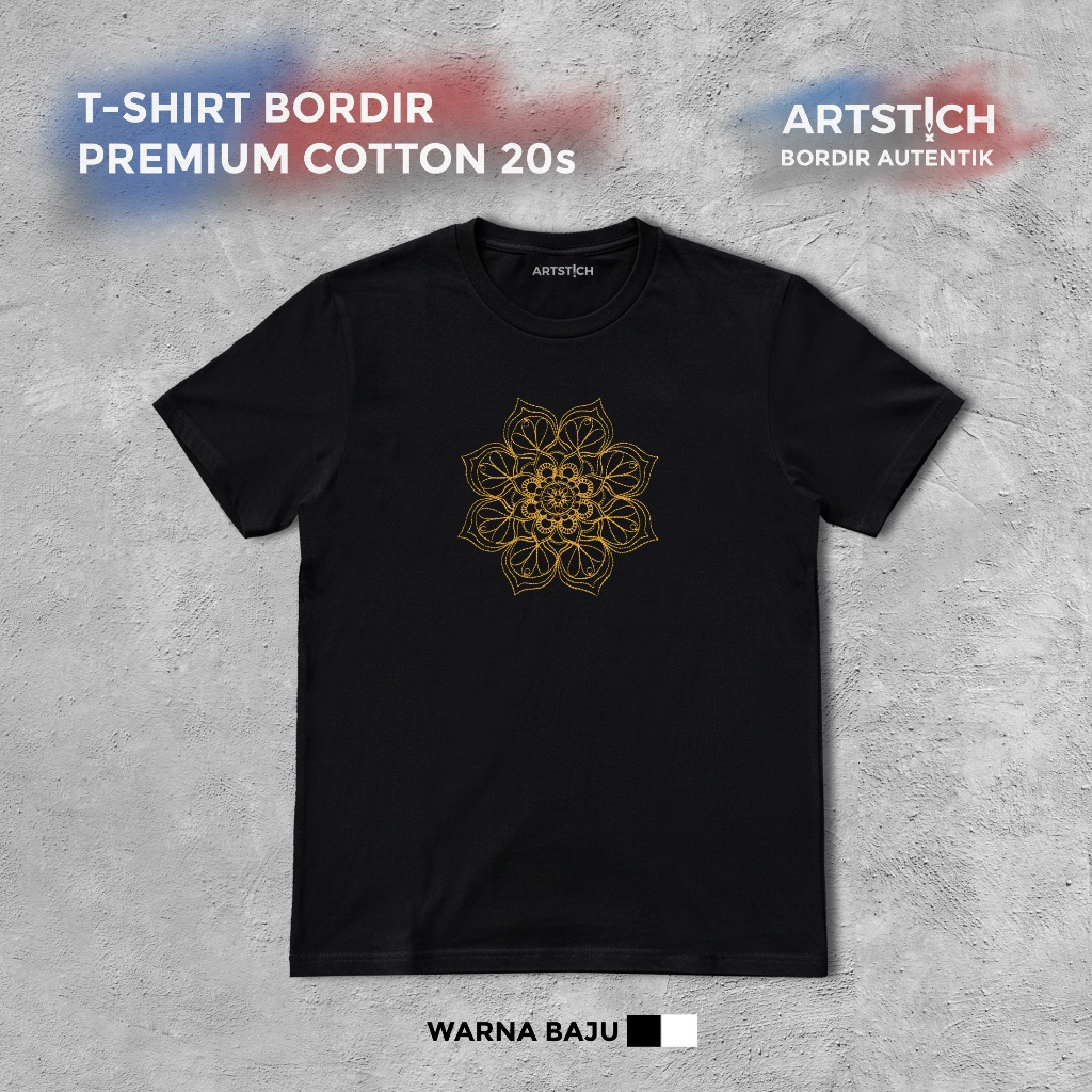 Jual ARTSTICH T-Shirt Kaos Bordir Mandala Bunga Premium Cotton 20s ...