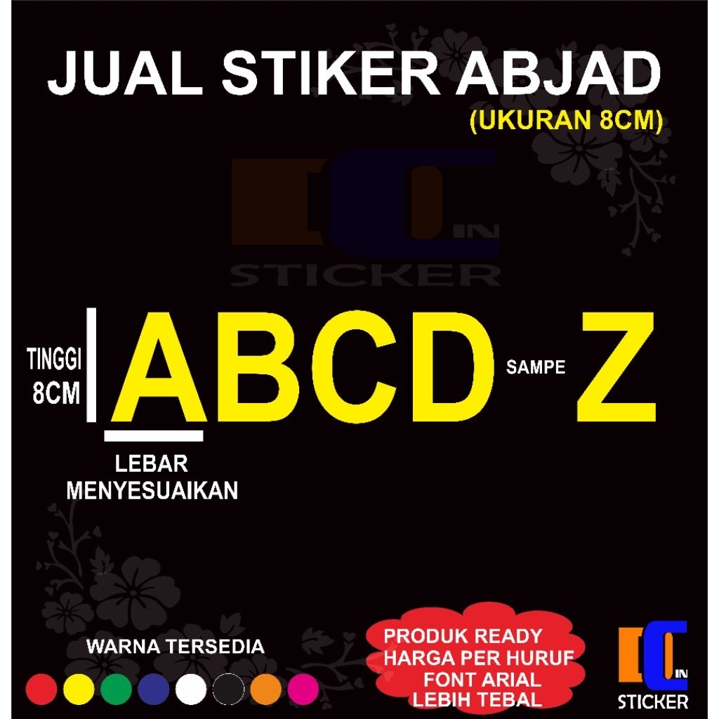Jual stiker huruf ukuran tinggi 8cm/abjad harga perhuruf | Shopee Indonesia