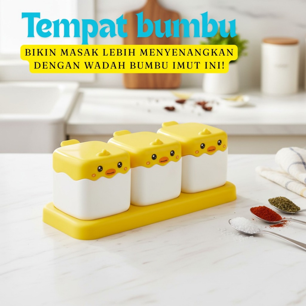 Jual Tempat Bumbu Masak | Bumbu Dapur Karakter 3 Kotak | Kotak Bumbu ...