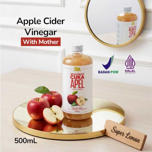 Jual [BPOM] 500ml Cuka Apel With The Mother Pure Apple Cider Vinegar ...