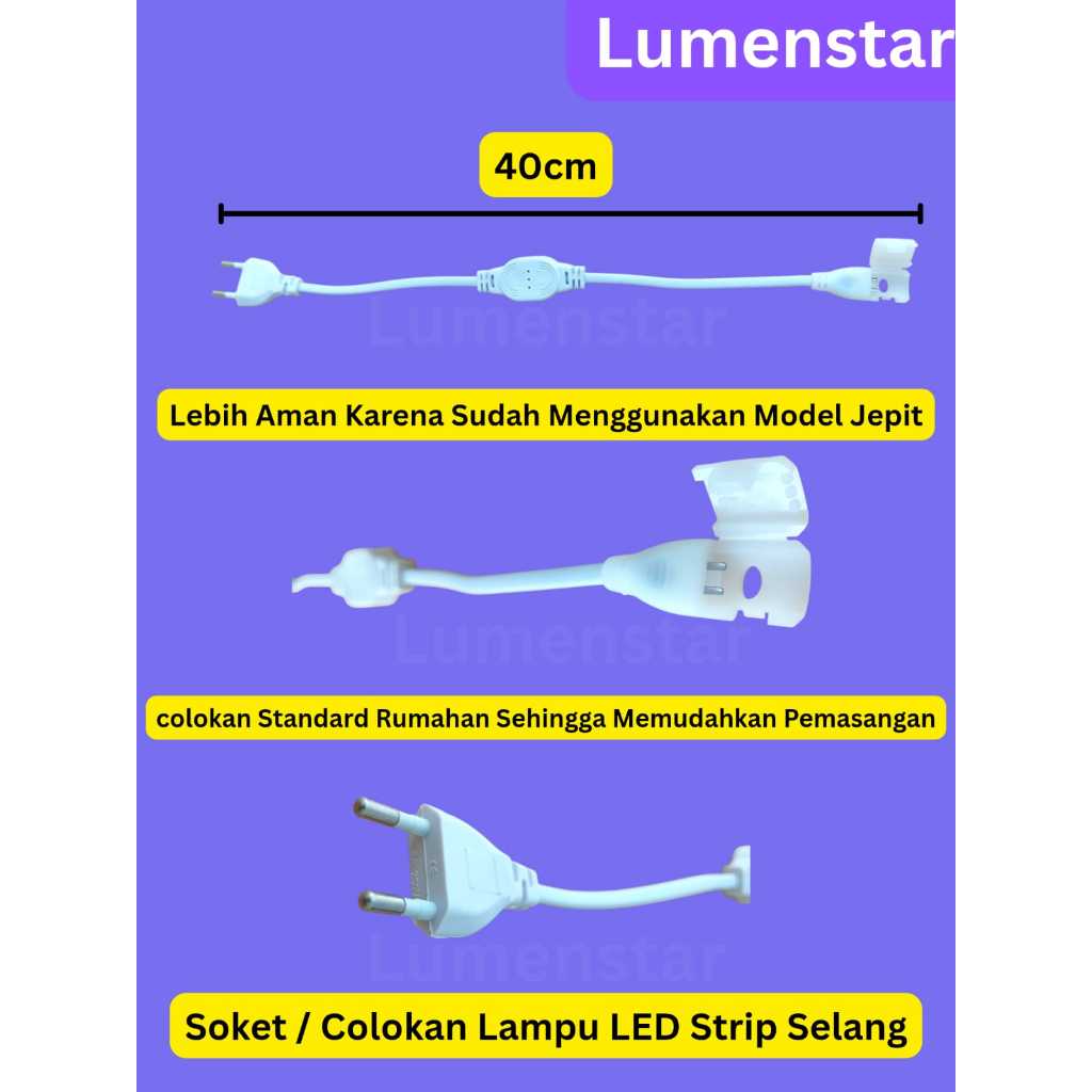 Jual Kabel Colokan Lampu LED Selang SMD 2835 SOKET LED Selang Jepit ...