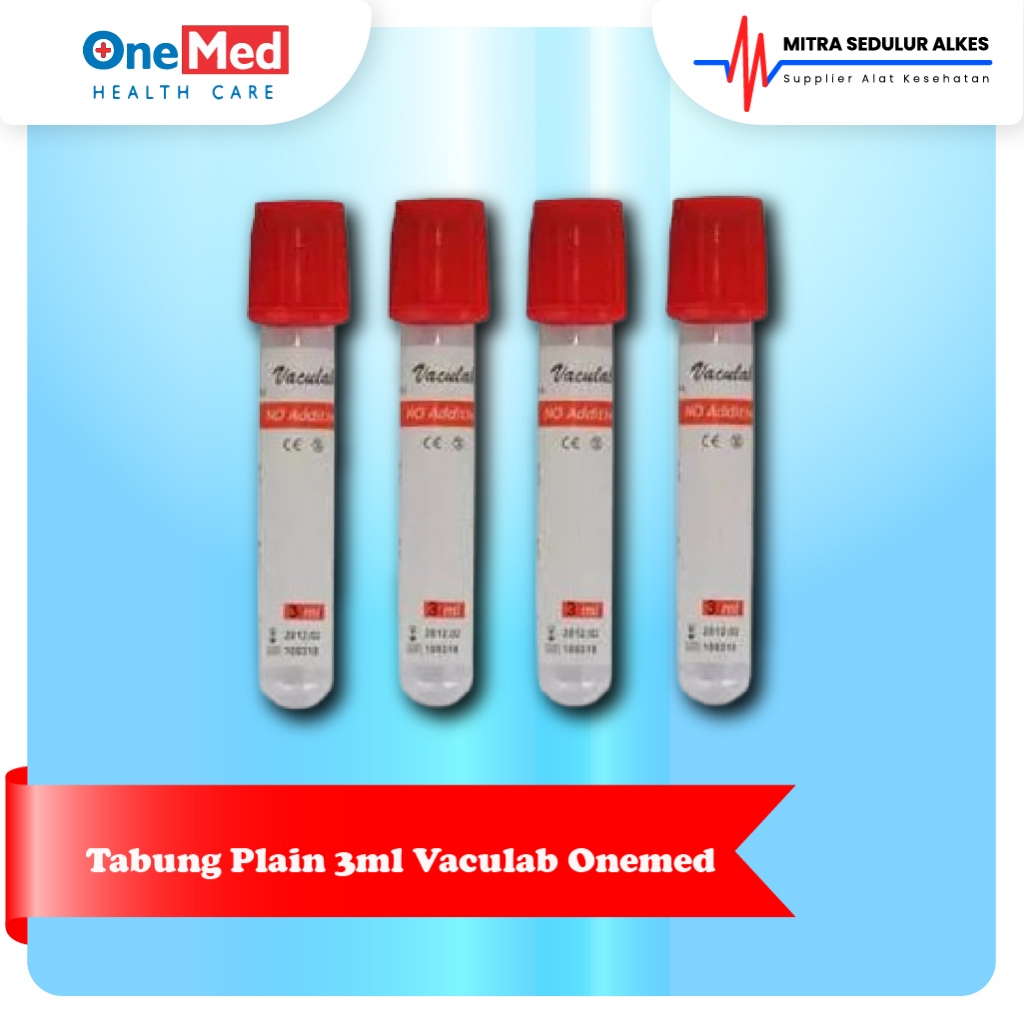 Jual Tabung Vaculab Plain 3ml Onemed Onelab l Tabung Tutup Merah ...