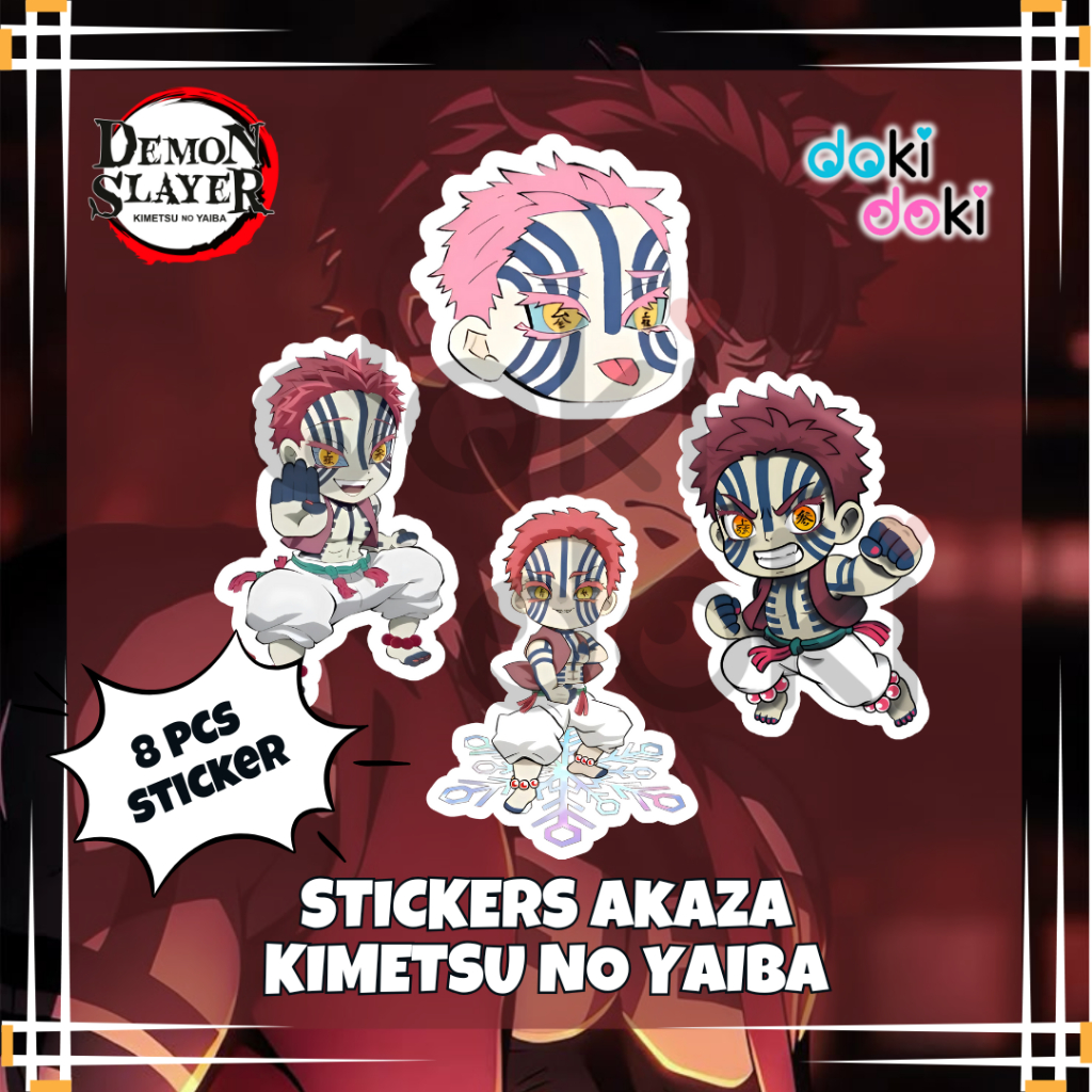 Jual DOKIDOKI 8 Pcs Stickers Anime Akaza Kimetsu No Yaiba Demon Slayer ...