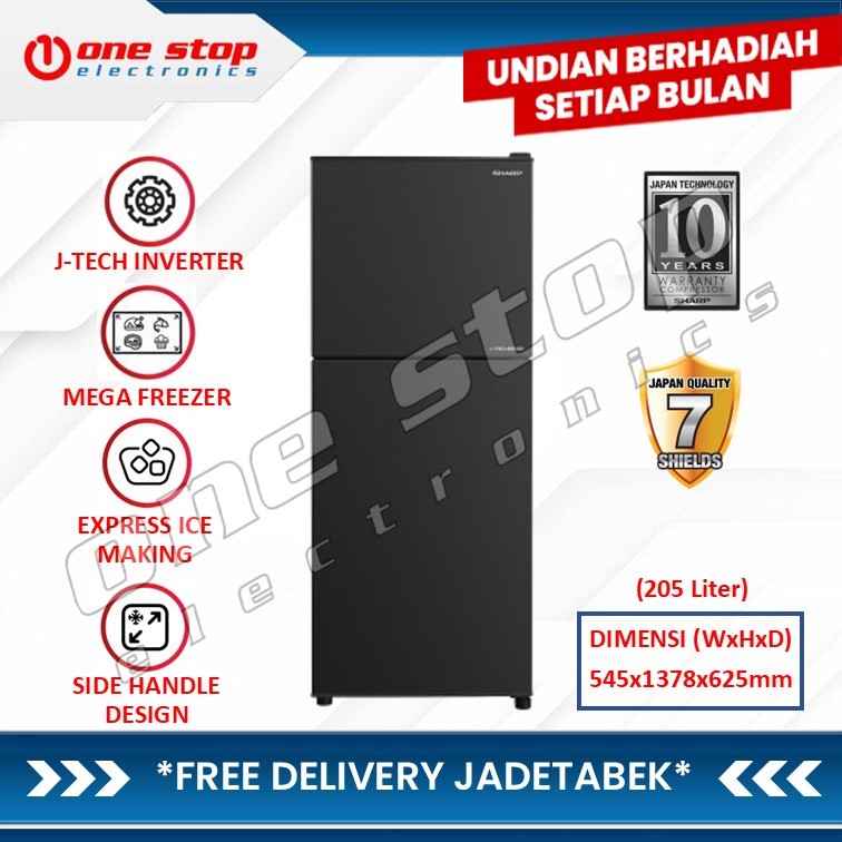 Jual SHARP SJ-246SI-GK Kulkas 2 Pintu Shine J-Tech Inverter Series 187 ...