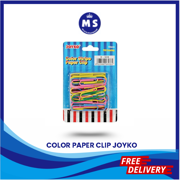 Jual Joyko C-5CS Paper Clips 50 Pcs 6 Colors || Joyko C-5CS Klip Kertas ...