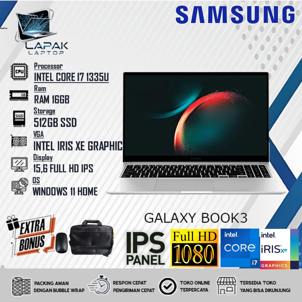 Jual Laptop Samsung GALAXY Book 3 15 Intel I7 1335U RAM 16GB DDR5 1TB ...