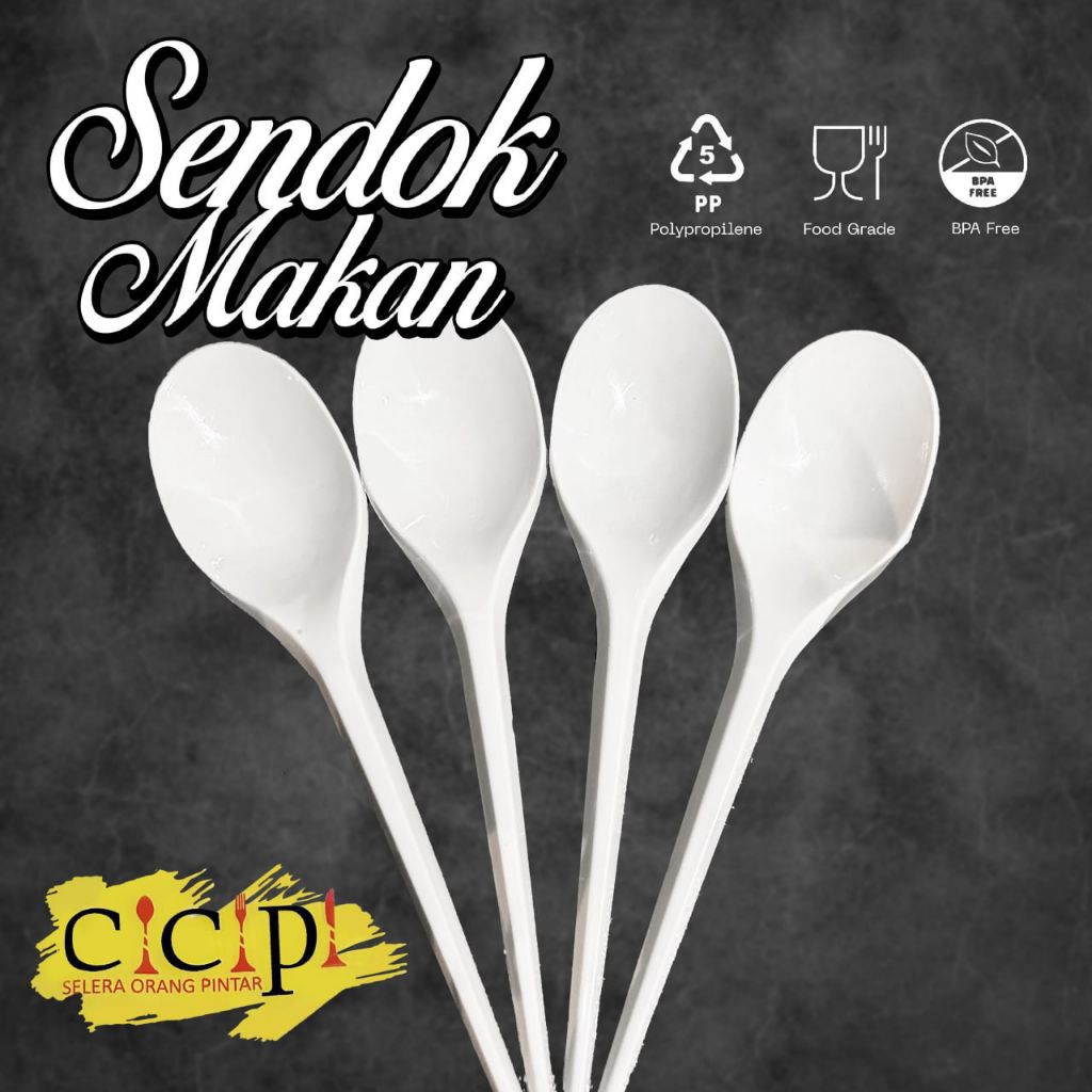Jual [100 Pcs] SENDOK MAKAN CICIPI || Sendok makan plastik isi 100pcs ...