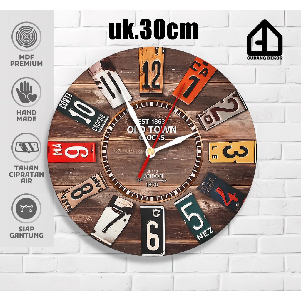 Jual Jam Dinding Vintage Klasik Unik - Jam Dinding Kayu antik - Wall ...
