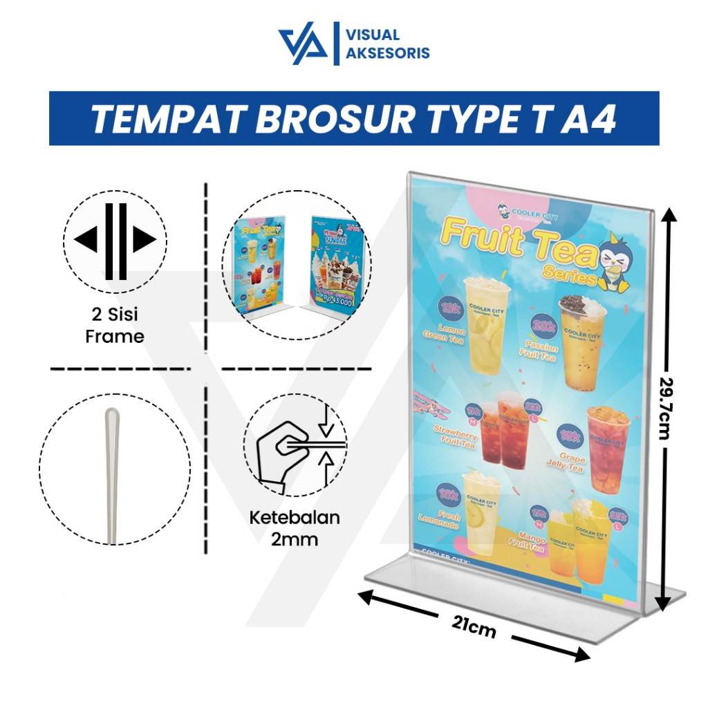 Jual Tempat Brosur Akrilik A4 Potrait 2 Sisi - Tebal 2mm | Tent Card ...