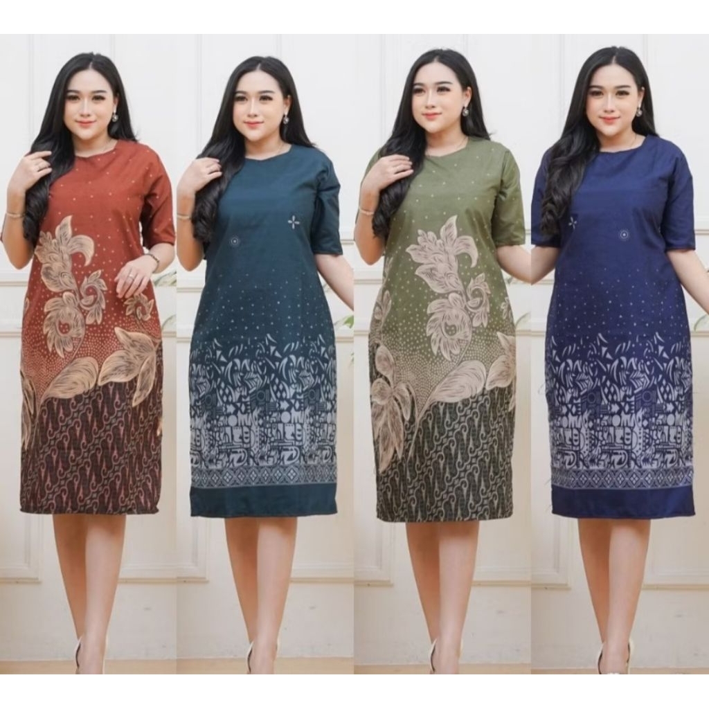 Jual Dress Batik Selutut/ Baju Batik Wanita Modern | Shopee Indonesia