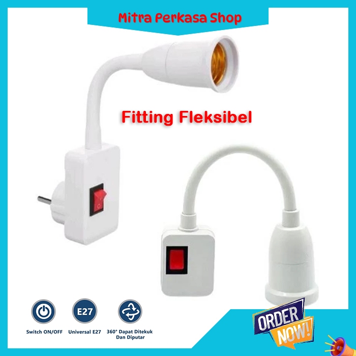 Jual Fitting Lampu Fleksible E27 Colok Saklar / Fitting Lampu Flexibel ...