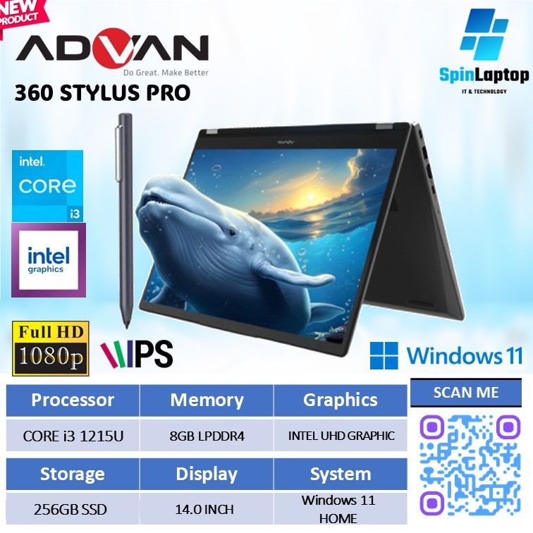 Jual ADVAN 360 Stylus Pro | Intel Core i3-1215U RAM 8GB SSD 256GB Layar ...