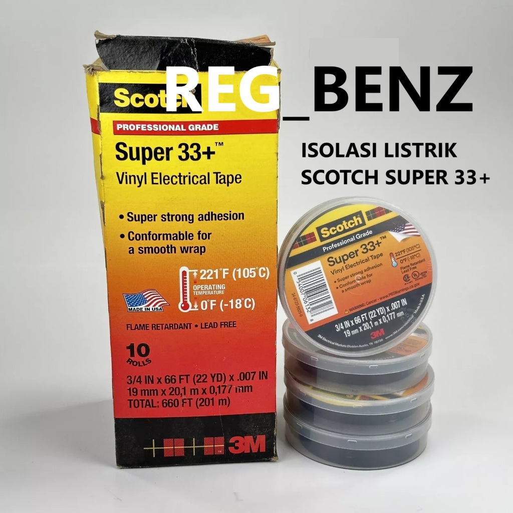Jual (1 Box = 10 roll ) 3M Scotch 33+ Original Vinyl Electric Tape ...