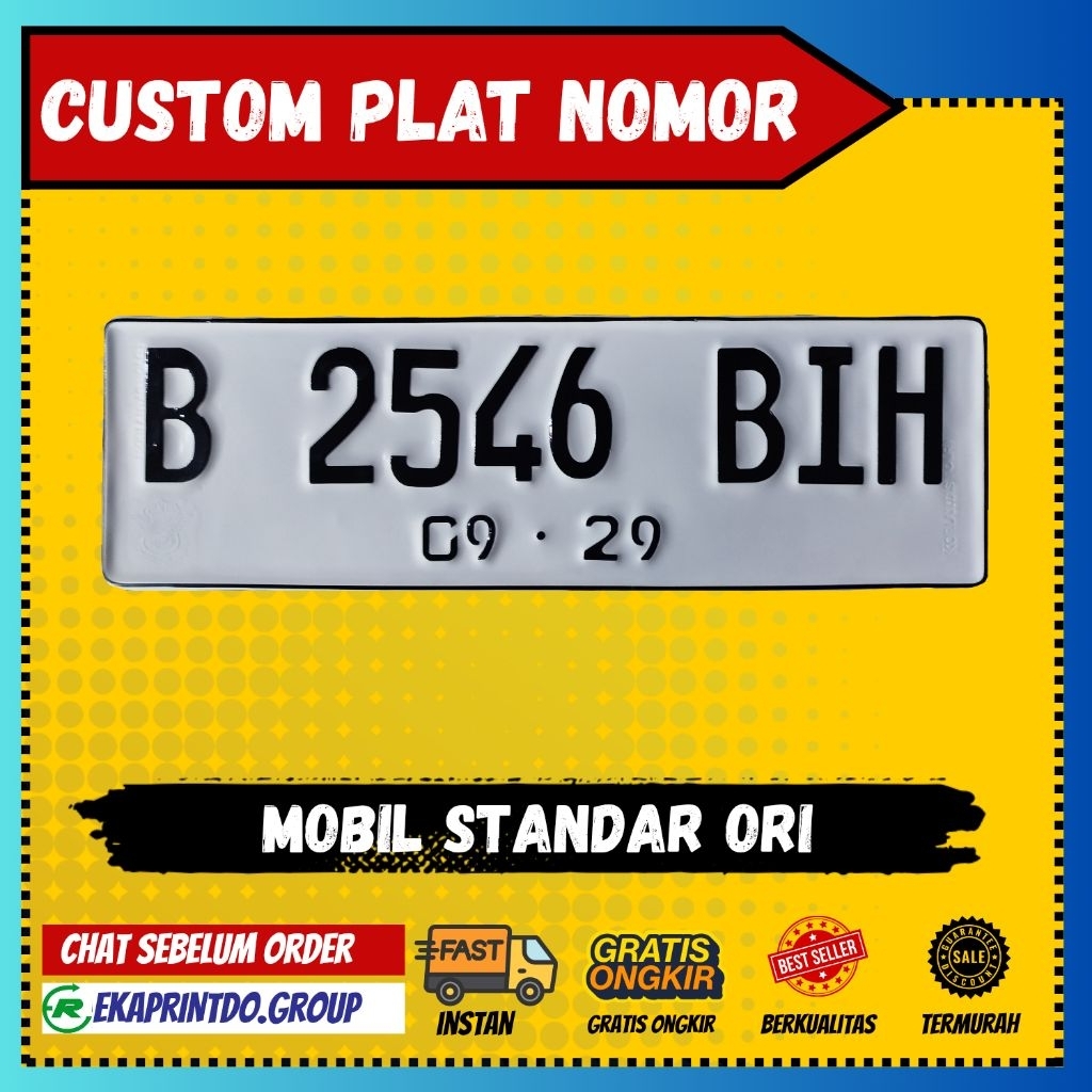 Jual Cetak INSTAN Plat Nomor MOBIL Custom Dasar Putih Standar Original ...