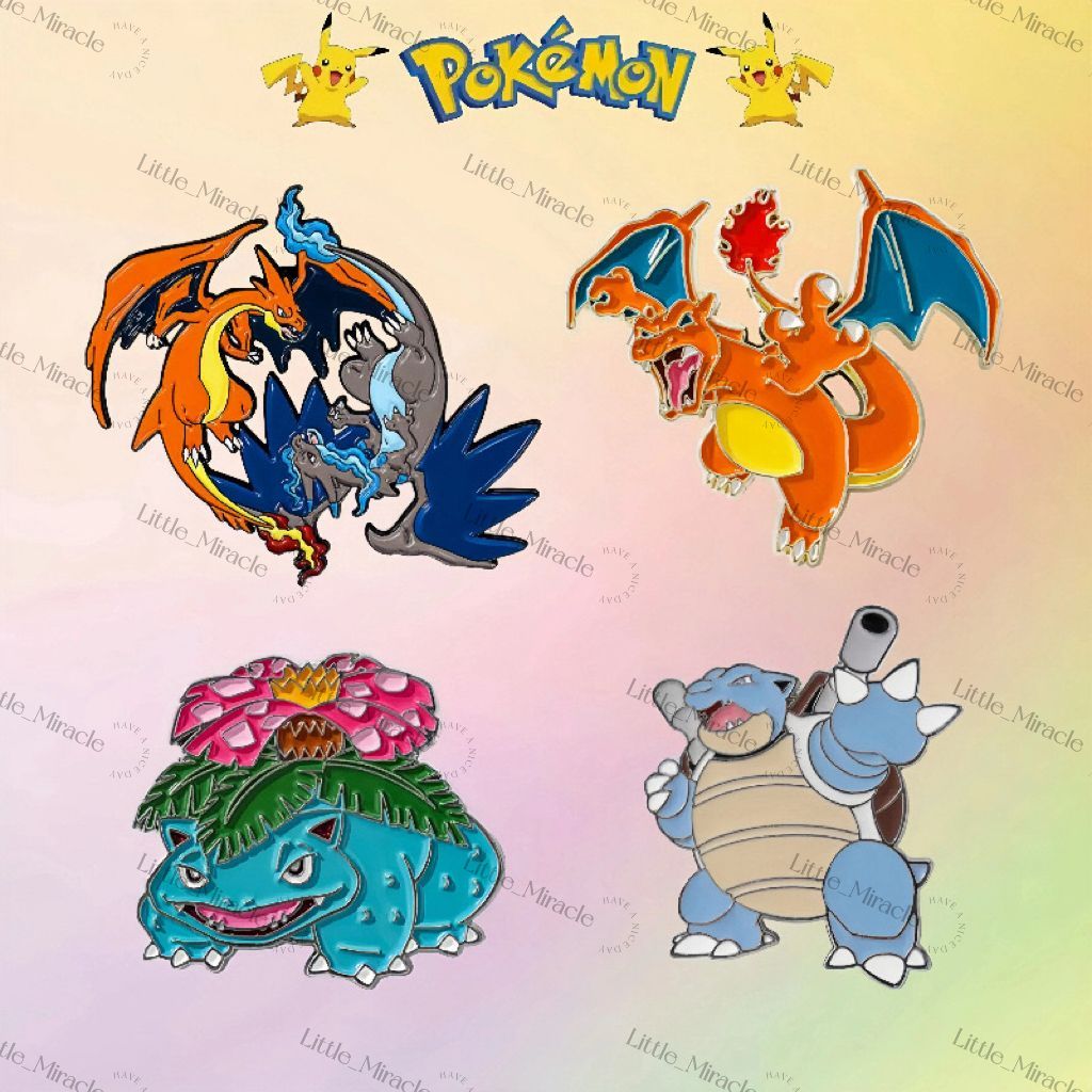 Jual Little_Miracle Enamel Pin Bros Pokemon Trio Starter Gen 1 Mega ...