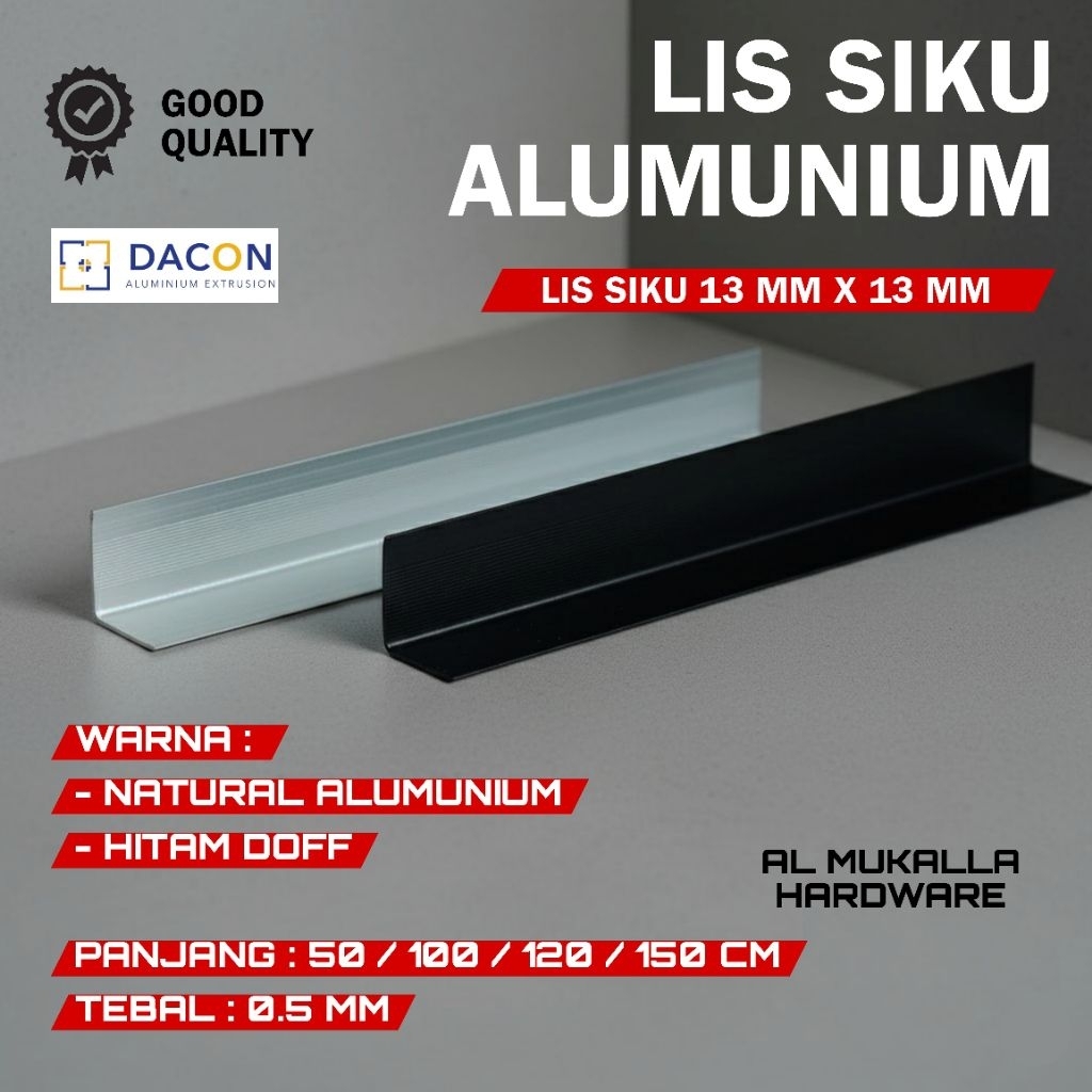 Jual Lis Siku L Alumunium Tipis 13mm DACON | Lis Siku Aluminium ...